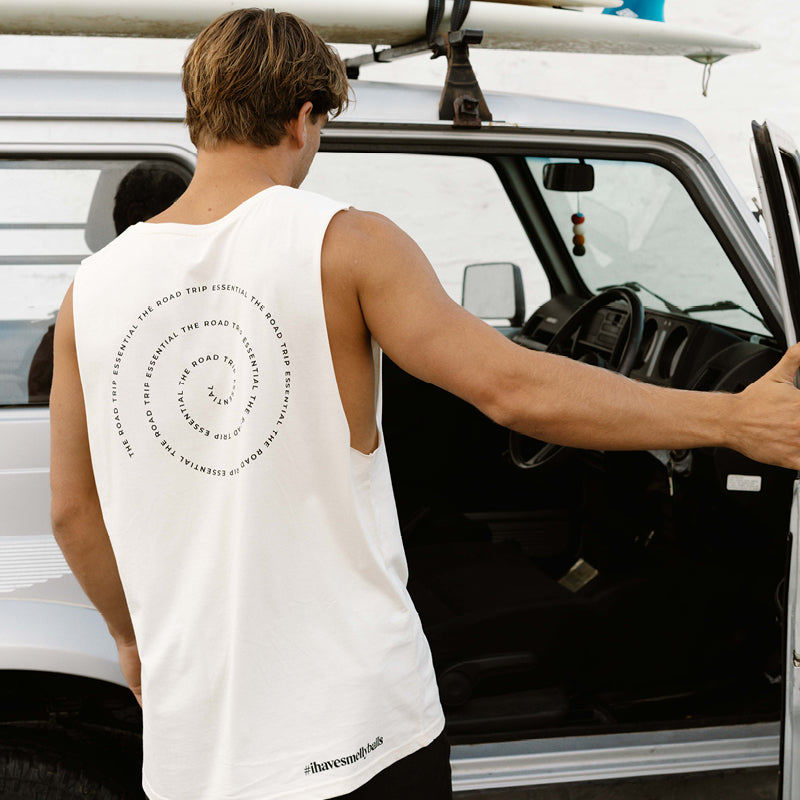 Men’s Trippin’ Balls Singlet - Salty White – Smelly Balls